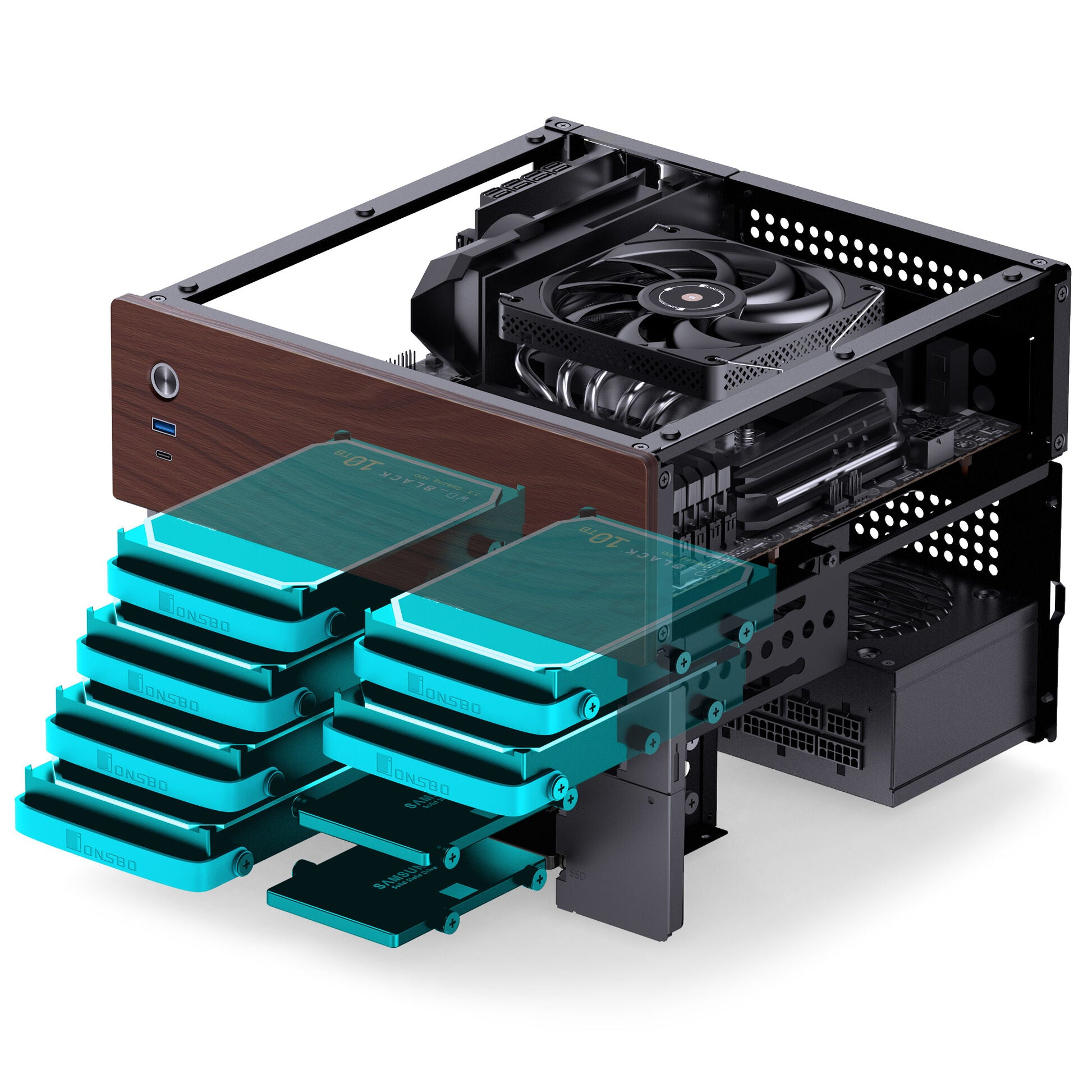 Jonsbo N4 Black NAS Micro ATX PC Case — Computer Orbit